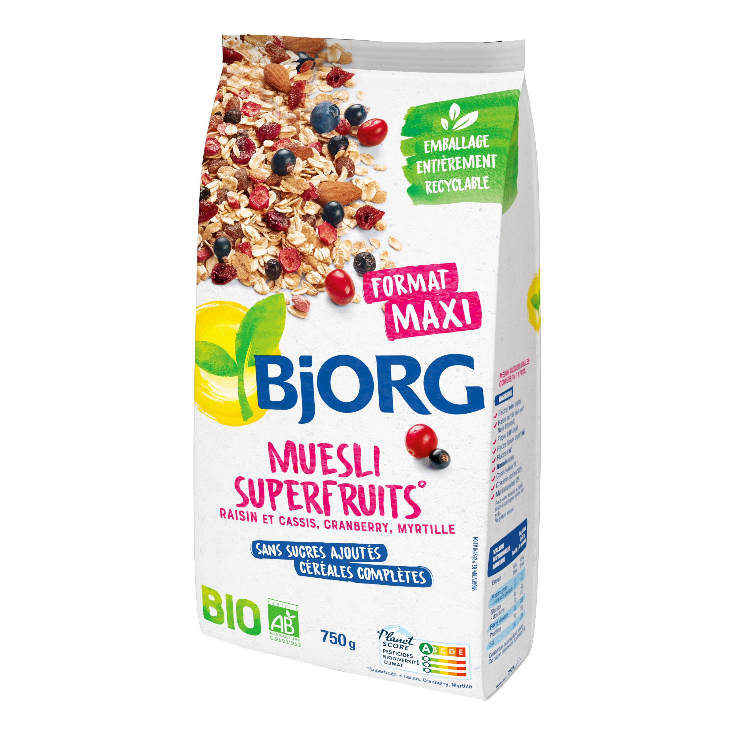 Céréales Muesli Superfruits 750g - Bjorg