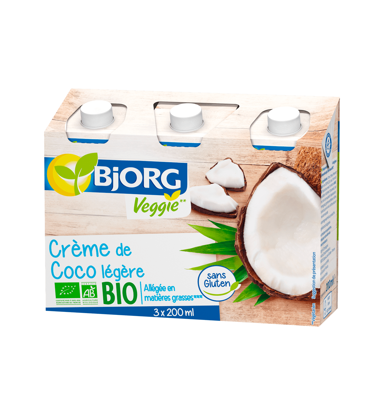 Crème de coco légère 3x200ml - Bjorg