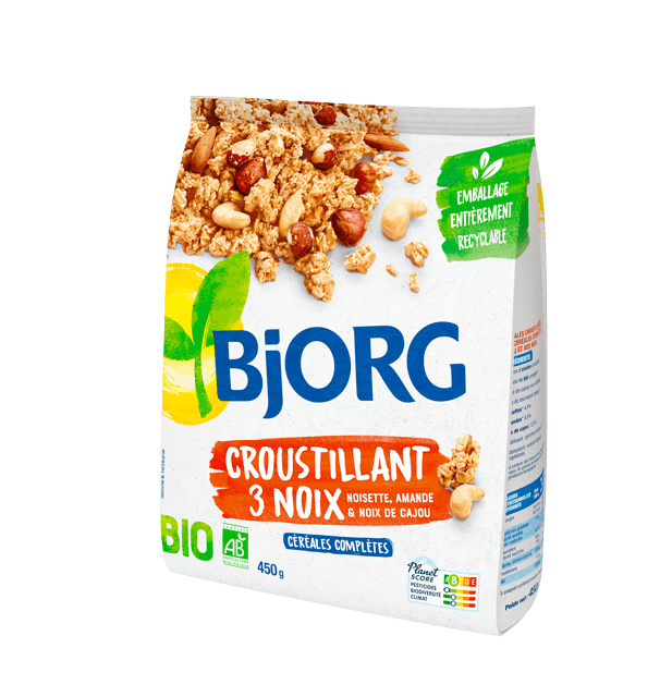 Céréales petit-déjeuner Céréales Croustillant 3 noix 450g - Bjorg