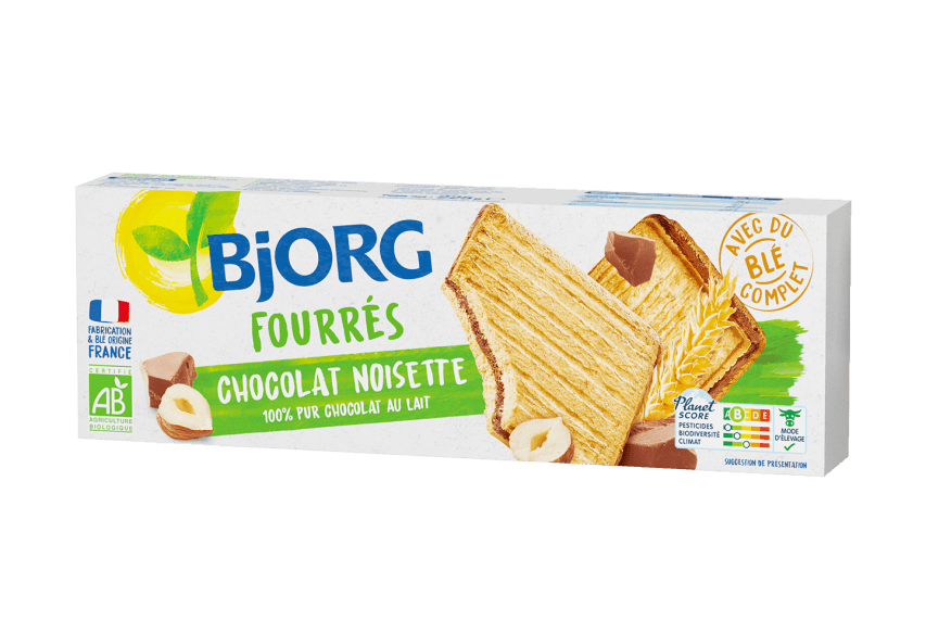 Biscuits Biscuits Fourrés chocolat lait noisettes 225g - Bjorg