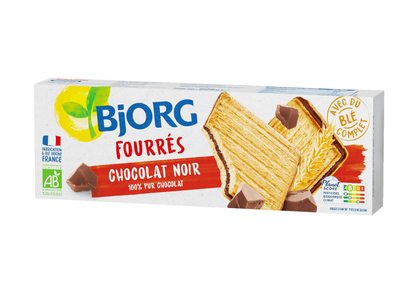 Biscuits Biscuits Fourrés chocolat noir 225g - Bjorg