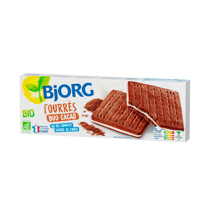Biscuits Biscuits Fourrés duo cacao 150g - Bjorg
