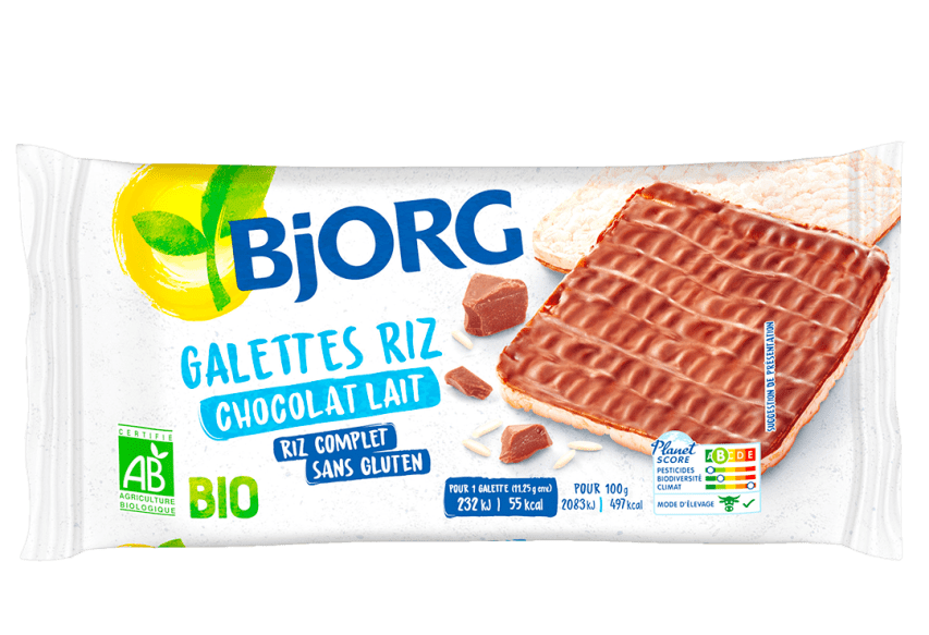 Galettes riz fines chocolat lait 90g - Bjorg
