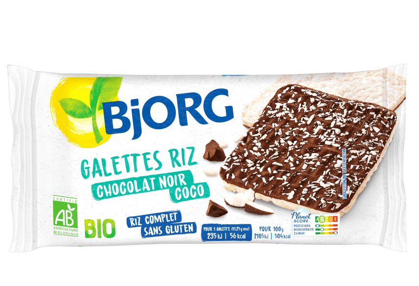 Galettes riz fines chocolat coco 90g - Bjorg