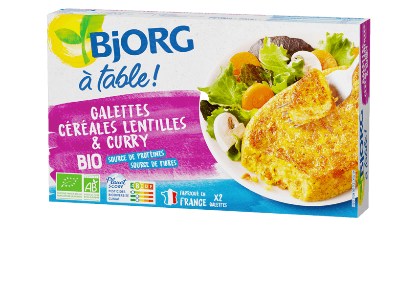 Galettes à poêler céréales lentilles curry 200g - Bjorg