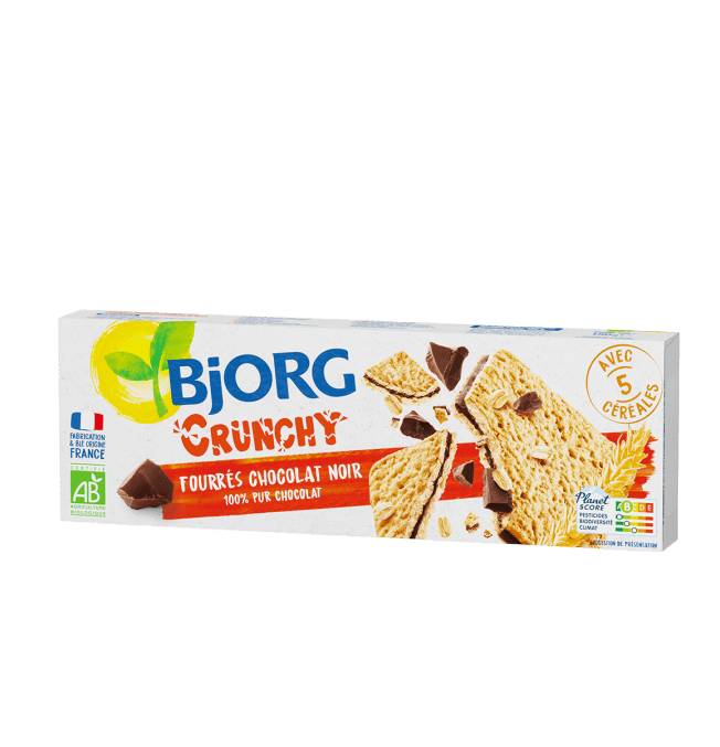 Biscuits Fourrés Crunchy chocolat noir 150g - Bjorg